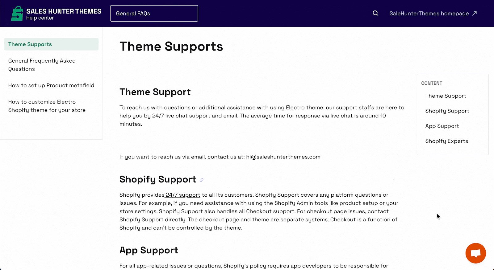 Theme Support from SalesHunterTheme Team - Sales Hunter Themes
